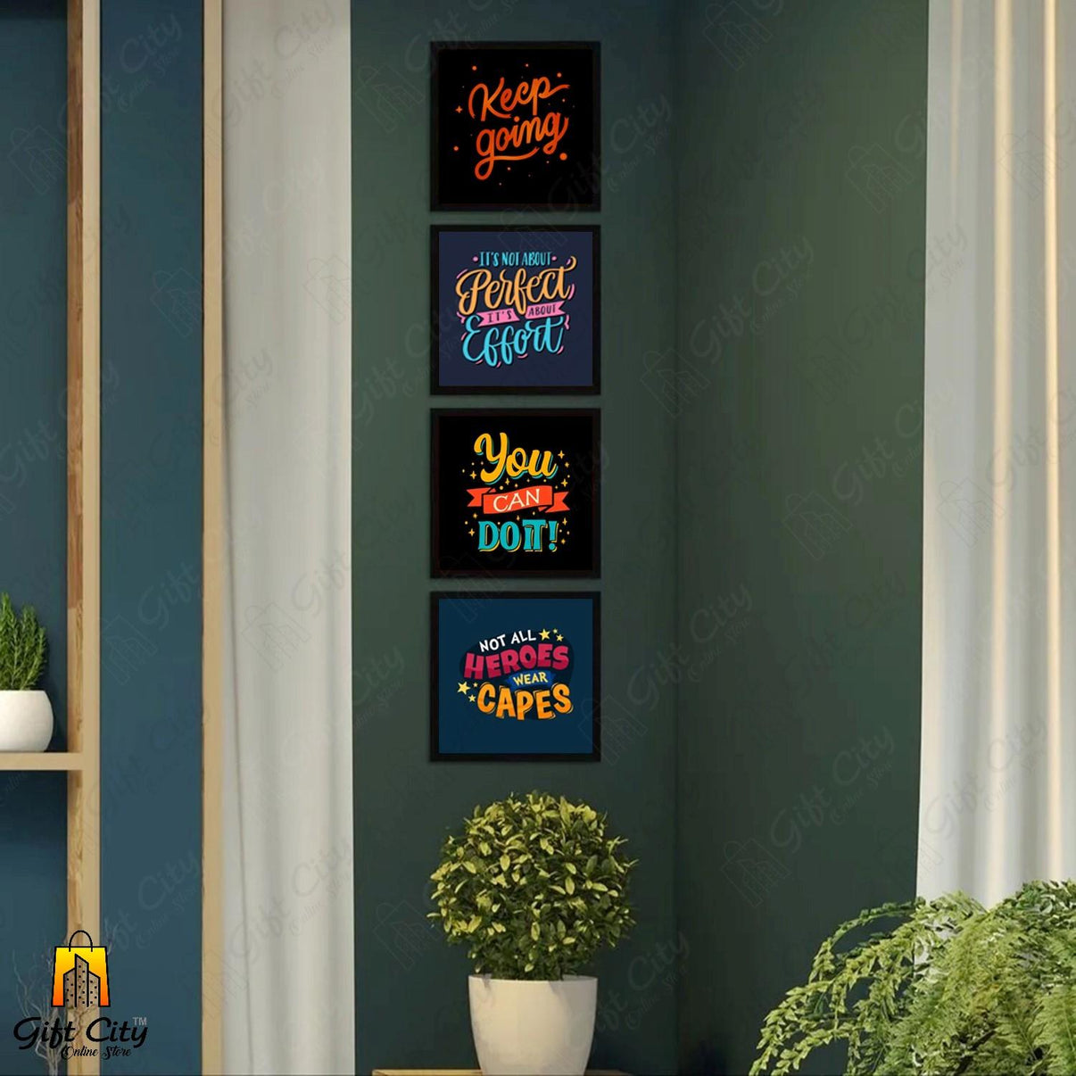 4 Inspiration Quote Frames, Wall Art Hangings Glass Frames - Gift City ...