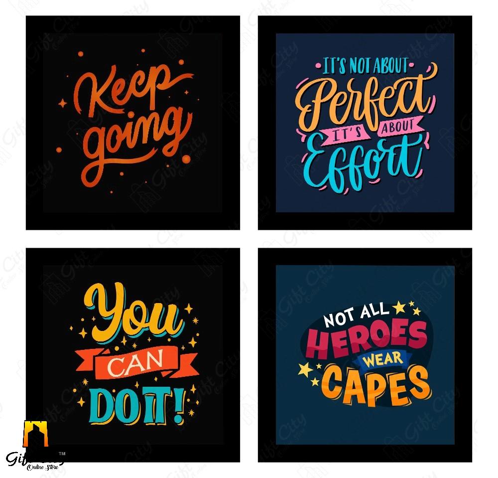 4 Inspiration Quote Frames, Wall Art Hangings Glass Frames - Gift City ...